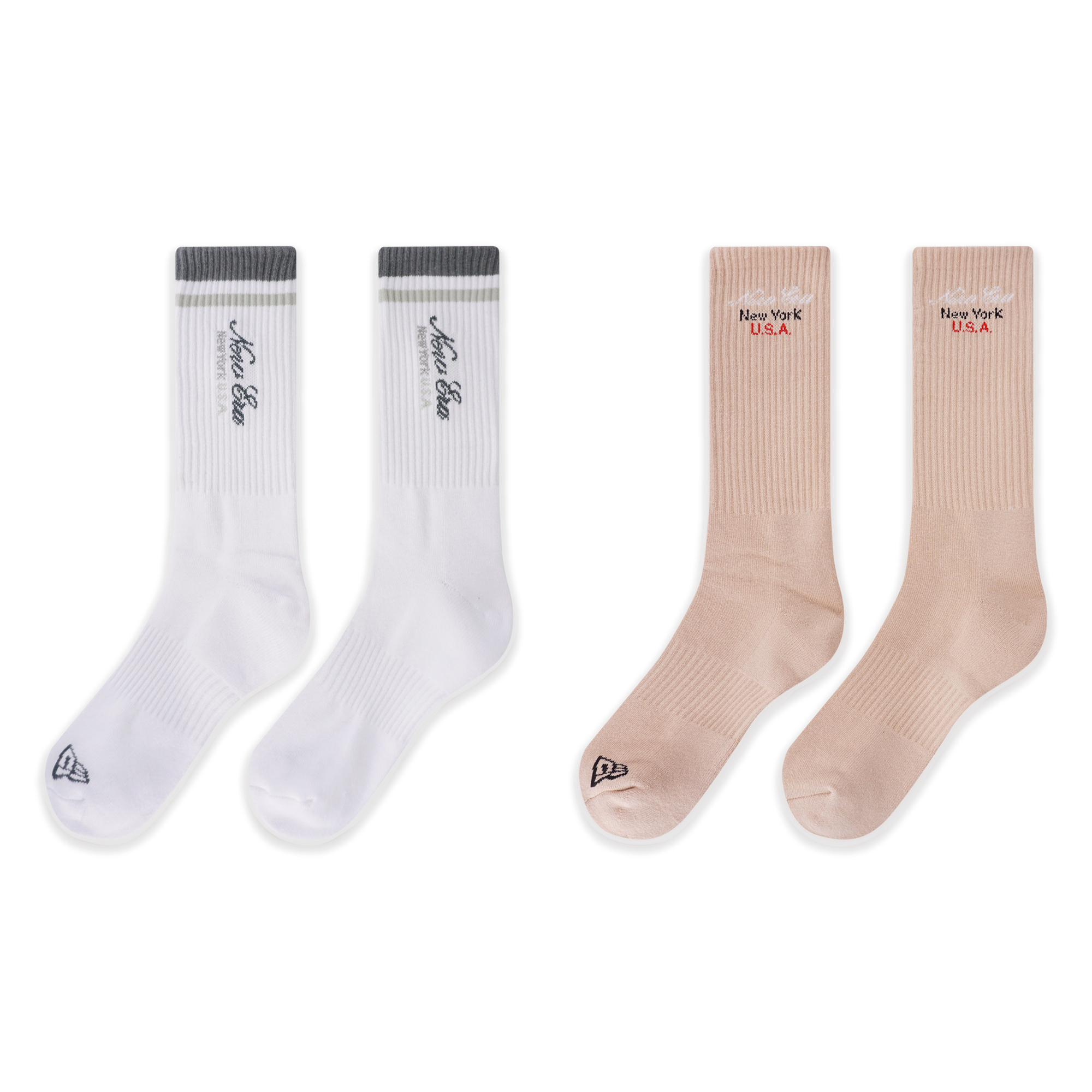 NEW ERA BASIC 2 PACK WHITE AND OAT MILK SOCKS – New Era Hong Kong